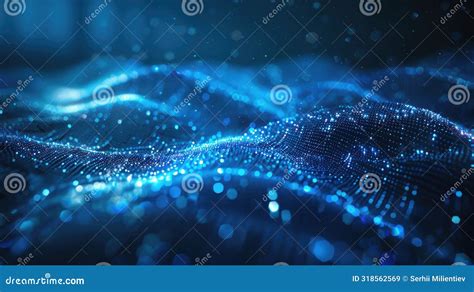 Luminous Neon Particle Structure Digital Cyberspace Futuristic Science Fiction Background Stock