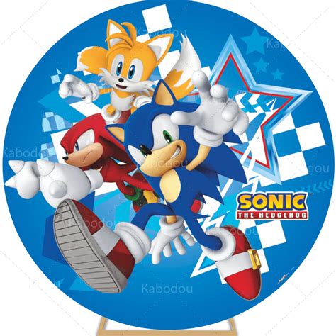 Fondo Redondo Azul Sónico Para Fiesta De Cumpleaños De Niños