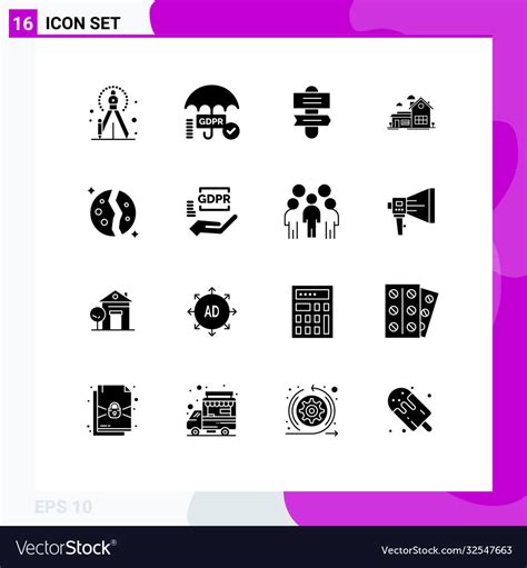 Modern Set 16 Solid Glyphs And Symbols Royalty Free Vector