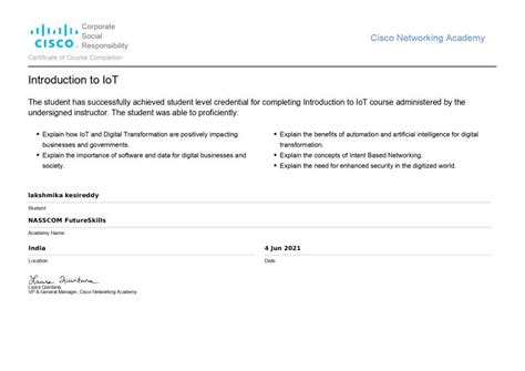 Lakshmika Kesireddy On Linkedin Completed Introduction To Iot In