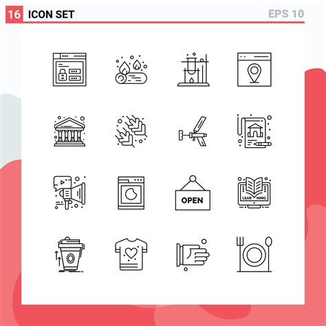 Set Of Modern UI Icons Symbols Signs For Building City Science Bank Map Editable Vector