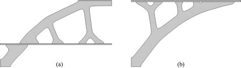 The Solid Structures Of Topology Optimization A Mid Loaded Bridge And B Download Scientific