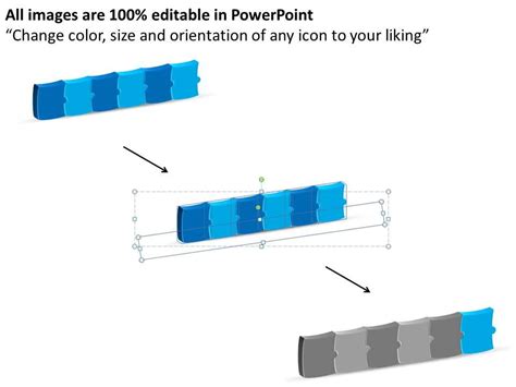 3d puzzle linear flow process 6 stages templates powerpoint