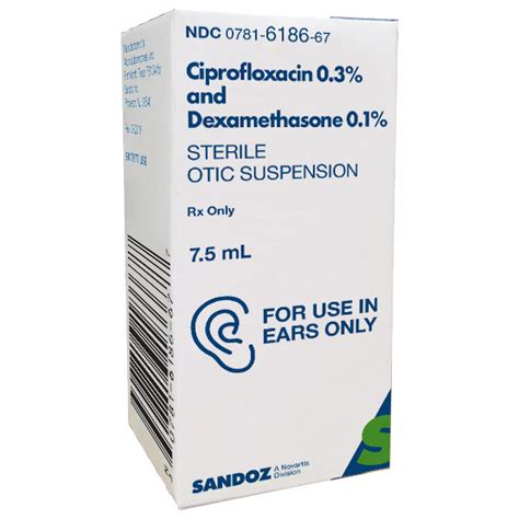 Rx Item Ciprofloxacin Dexamethasone Otic Drops 7 5 By Sandoz Gen Ciprodex