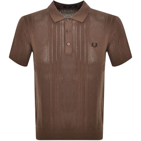 Fred Perry Knitted Polo T Shirt Brown Mainline Menswear