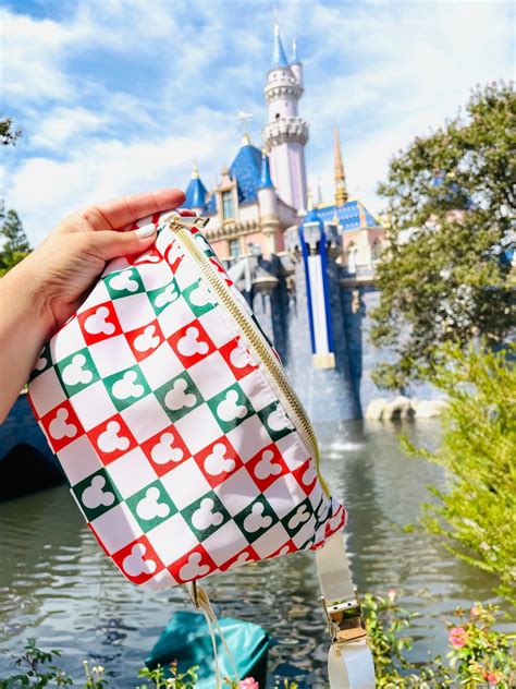 Checkered Mouse Large Fanny Pack Red Green Christmas Mouse Fanny Pack