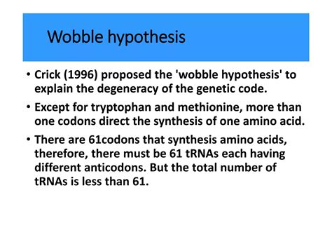Wobble Hypothesis And New Genetic Code Pptx