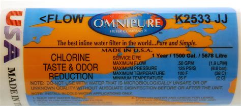 Omnipure K2533 Jj Inline Carbon Filter Wl11527