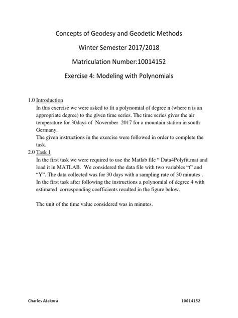 Concepts Of Geodesy And Geodetic Methods Exercise 4 Pdf Time Series Polynomial