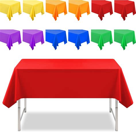 Vaipi 12 Pcs Rainbow Plastic Tablecloths Assorted Colorful