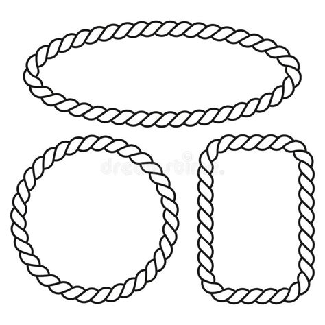Rope Frame Icons Black Vector Symbols Twisted Line Shapes White