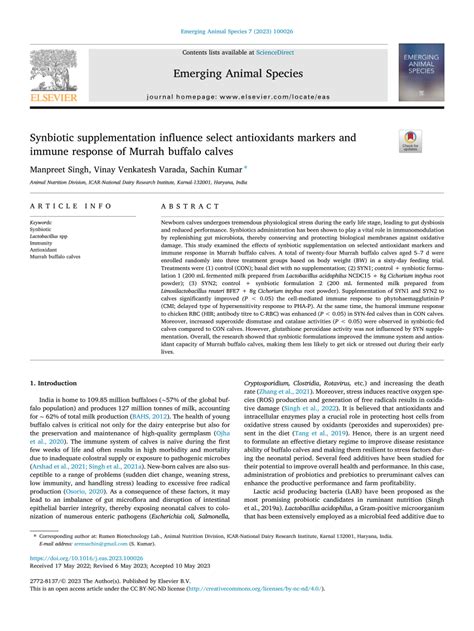 Pdf Synbiotic Supplementation Influence Select Antioxidants Markers