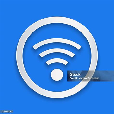 Papier Gesneden Wifi Draadloos Internet Netwerk Symbool Pictogram Geïsoleerd Op Blauwe