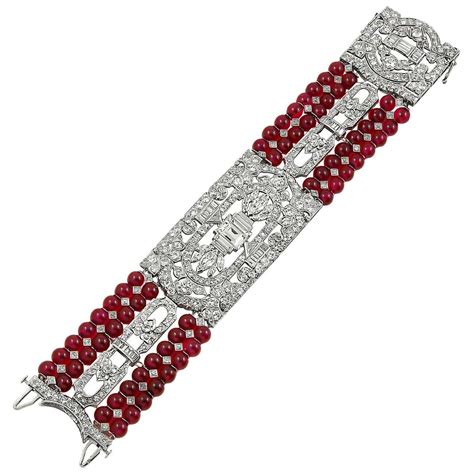 Cd Peacock Art Deco Diamond Articulated Bracelet For Sale At 1stdibs