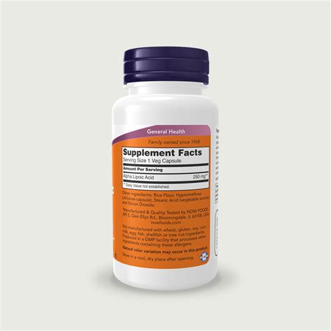 Alpha Lipoic Acid 250mg 60vcap By Now Herbs Of Mexico