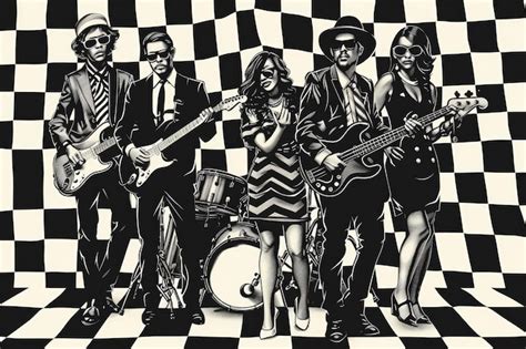 Colorful Musicians Playing Instruments On Vibrant Backdrop Premium Ai