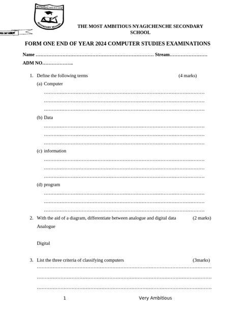 Form 1 Comp End Year Pdf Manufactured Goods Computer Hardware