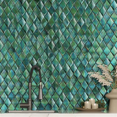 Prism Jade Beveled Diamond Cast Glass Mosaic Tile Tile Club