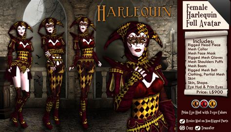 Second Life Marketplace Unzipped Female Harlequin