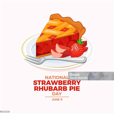 National Strawberry Rhubarb Pie Day Poster Vector Illustration Stock