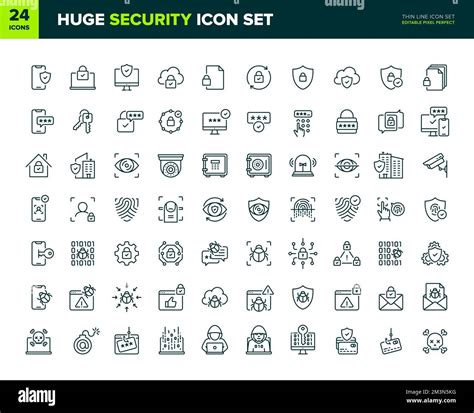 Huge Security Vector Line Icon Set Protection And Safety Icon