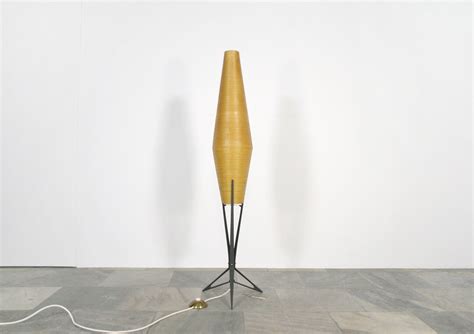 Vintage Novoplast Fibreglass Cocoon Floor Lamp Cast Iron Retro Mid