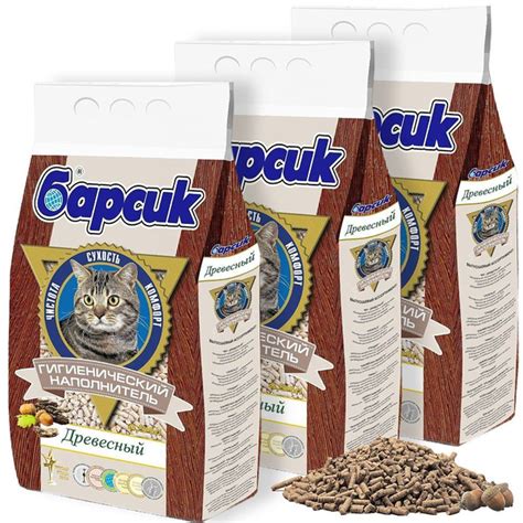 Наполнитель для кошачьего туалета Барсик Древесный 4 54л 3 упаковки купить с доставкой по