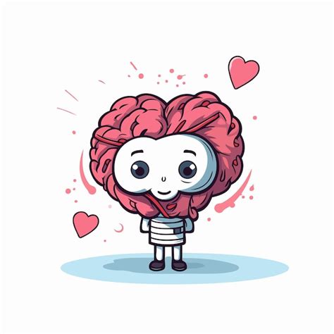 Premium Vector Brain Cartoon Vector Illustration Cute Brain Character