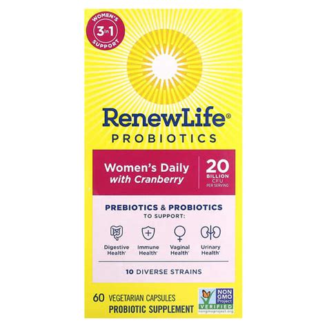 Renew Life Probiotics Womens Daily With Cranberry 20 Billion Cfu