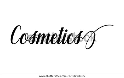 Cosmetics Script Calligraphic Typography Cursive Black Stock Vector