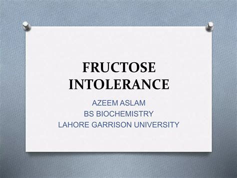 Fructose Intolerance And Clinical Diagnosis Pptx