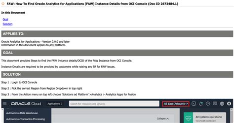 Walkthrough Of Steps For Creating Fusion Analytics Warehouse Faw Sr With Oracle Product