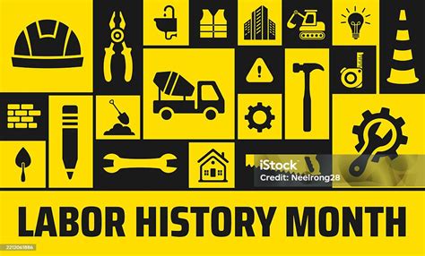 노동 역사의 달 기하학적 모양 패턴 배경 배너 또는 포스터 디자인 템플릿 매년 5 월에 관찰됩니다 휴일 개념 모든 템플릿 카드 포스터 플래카드 템플릿에 사용할 수 있습니다