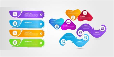 Um conjunto de modelo de design infográfico colorido Vetor Premium