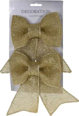 Kunststof Kerst Ornament Strik 18cm Goud 2 Stuks Kopen Tuincentrum