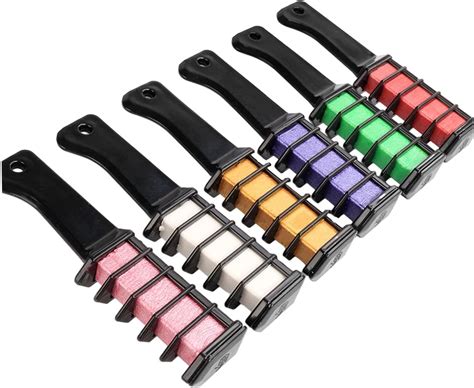 6 Pieces Hair Chalk Combs Hair Dyeing Disposable Washable Bright Color
