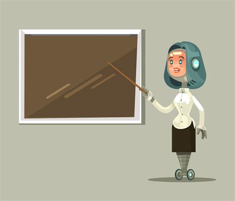 Premium Vector Robot Woman Teacher Character Mascot