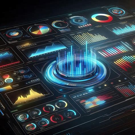 a futuristic digital dashboard displaying various data visualizations