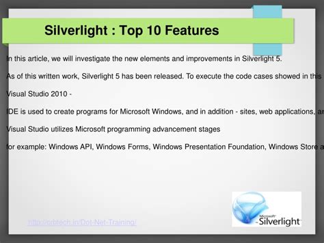 Ppt Silverlight Top Features Powerpoint Presentation Free