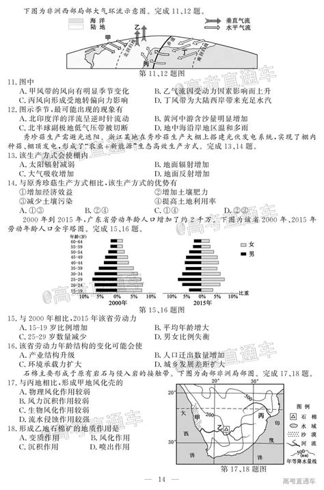 2021浙江1月选考地理试题及参考答案 高考直通车