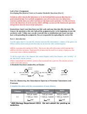 Lab Part I Docx Lab Part Assignment Developing Biochemical