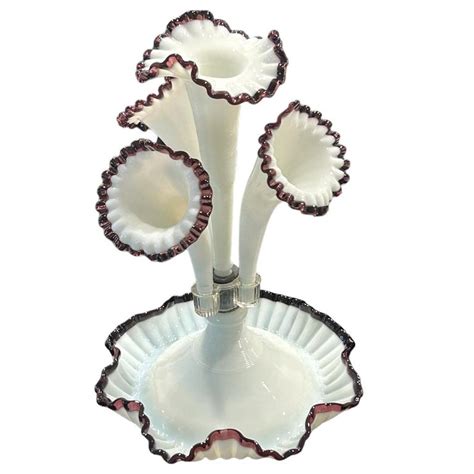 Fenton Opalescent Amethyst Glass 4 Horn Epergne For Sale At 1stdibs