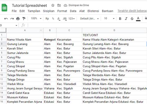 Cara Menggabungkan Cell Data Menjadi Cell Menggunakan Spreadsheet NeededThing