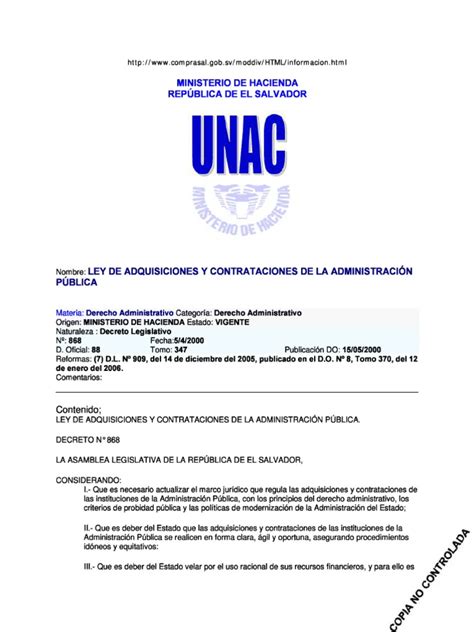 Ley De Adquisiciones Y Contrataciones De La Administracin Pblica Lacap