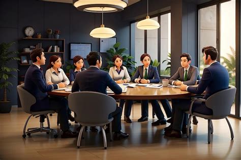 Premium AI Image Clerks Or Colleagues Sitting At Round Table And