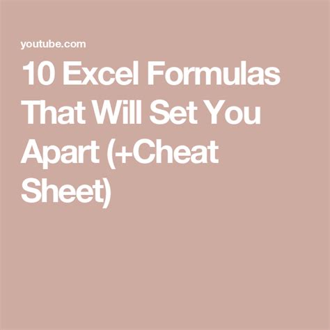 Best 13 10 Excel Formulas That Will Set You Apart Cheat Sheet Artofit