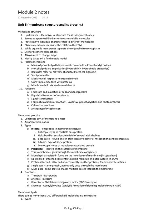 Notes On Cell Architecture Unit Membrane Structure And Its