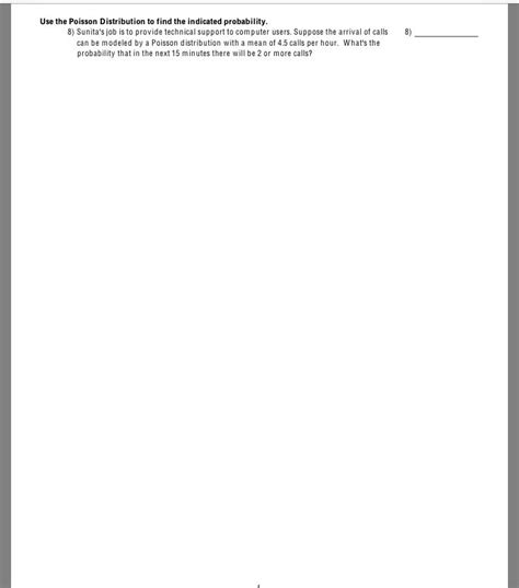 Solved Use The Poisson Distribution To Find The Indicated Chegg
