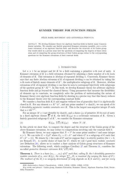 kummer theory for function fields pdf field mathematics group