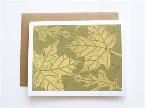 Maple Leaf Note Card Set Linocut Handmade Cards The Imagination Spot